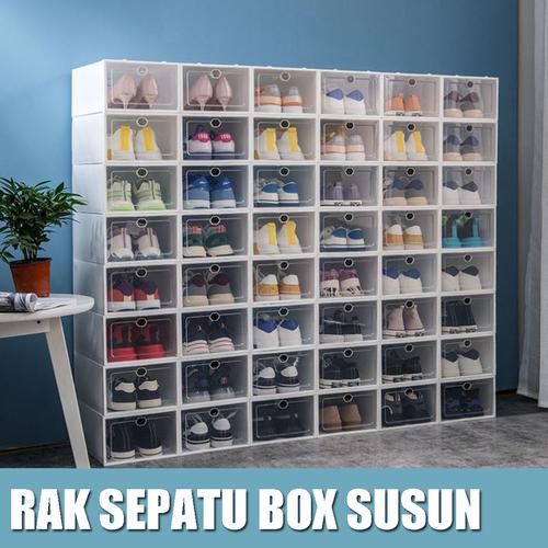 Jual Rak Kotak Tempat Penyimpanan Sepatu Susun Plastik Multifungsi 6 ...