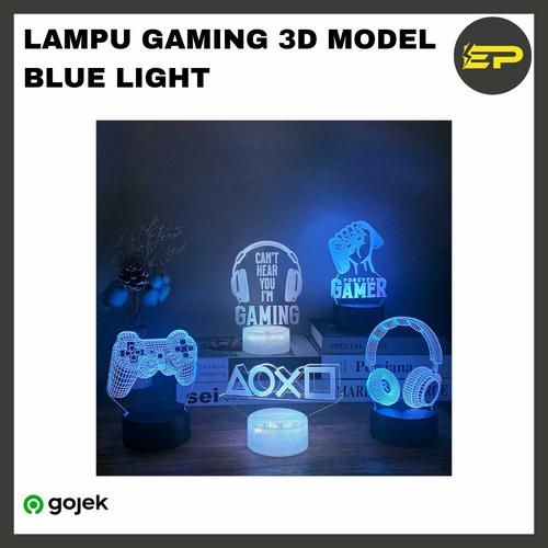 Jual Lampu RGB Gaming 3D Model Transparan Blue Light Malam Tulisan PC ...