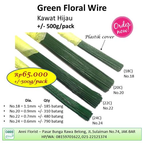 Jual Floral Wire 500g, kawat hijau, kawat bunga, kawat tangkai - 22C ...