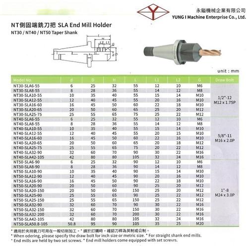 Jual ARBOR NT40-SLA40-105L SIDE LOCK ENDMIL HOLDER-YEONG YIH TAIWAN ...