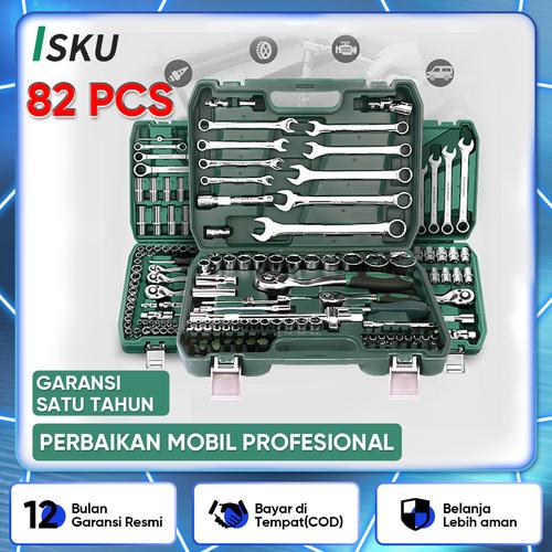 Promo ISKU kunci ring pas soket Set alat mobil Set/Tools set box 61 82 ...