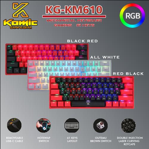 Promo Komic Mechanical Hotswap Gaming Keyboard 60% / 61 Keys RGB KG ...