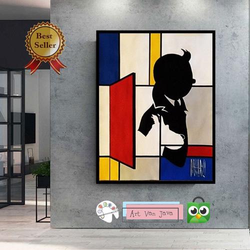 Jual lukisan abstrak modern lukisan mondrian dekorasi rumah hiasan ...