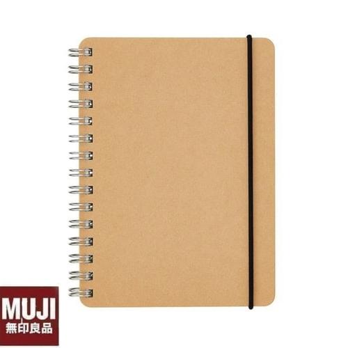 Jual Muji Paper Double Ring Notebook with Rubber Buku Catatan A5 70 ...