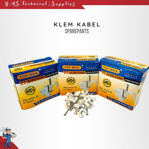 Jual Klem kabel paku beton putih isi 50pcs / Clamp cable - 9mm - Kota ...