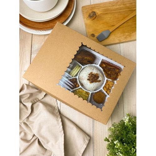 Jual Dus Mika Box Lunch Coklat Polos Kotak Kue Catering Sekat Window uk ...