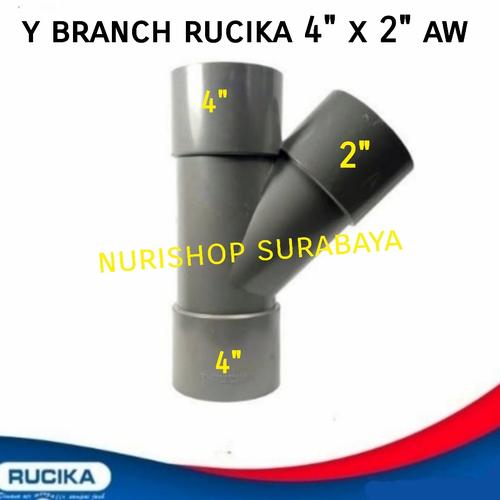 Jual tee y 4x2 AW tee way Y branch 45 derajat pvc rucika 4" x 2" inch ...