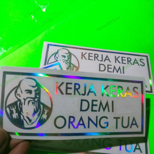Jual sticker cutting custom lucu unik kata2 saru ORANG TUA - gold - Kab ...