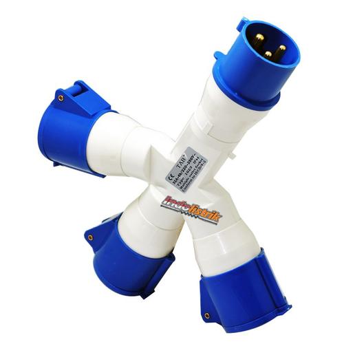 Jual Industrial Stop Kontak Steker 3 Pin 32 A Cabang 3 - TAB 1023 ...