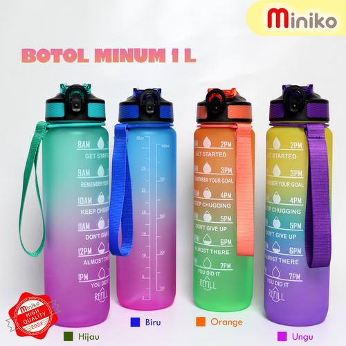 Jual Botol Minum Viral 1 Liter - Botol Minum Motivasi 1 Liter - hitam ...