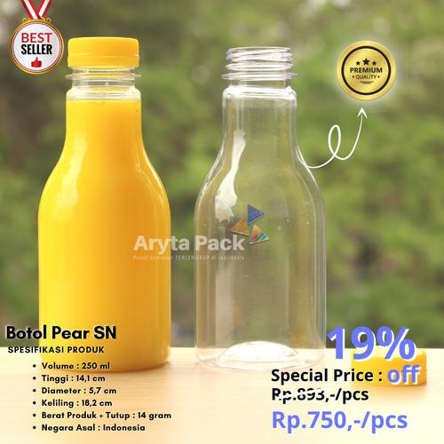 Jual PET2084. Botol plastik 250ml pet minuman pear tutup kuning segel ...