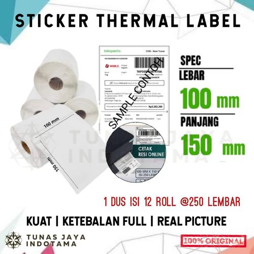 Jual Kertas Label Thermal 100x150 isi 250 lembar Sticker Barcode ...