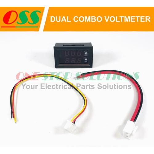 Jual DUAL COMBO VOLTMETER AMMETER VOLT AMPERE AMPER METER DC 10A LED ...