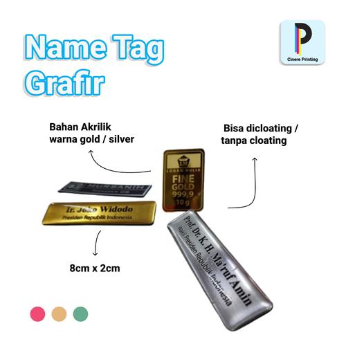 Jual Name Tag atau Papan Nama Grafir/Print UV - PENITI - Magnet - gold ...