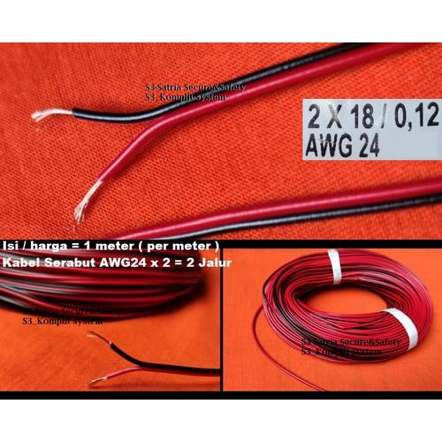 Jual Hitam Merah Kabel AWG24x2 ( meter) 2 jalur Kabel Listrik serabut ...