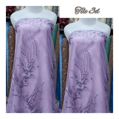 Jual Murah Kain Tile 3D Bunga Timbul Bahan Kebaya Tulle Brokat Brukat ...
