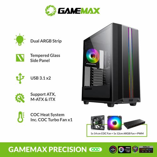Promo GameMax Precision E-ATX Mid Tower Gaming PC Cases - Putih Cicil 0 ...