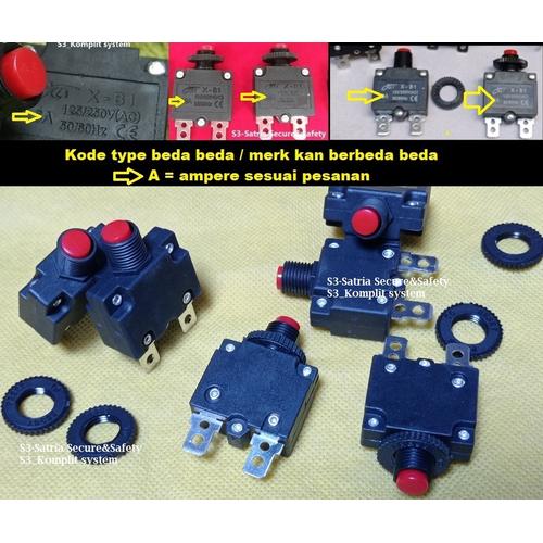 Jual Breaker 16A Push Reset Overload Circuit Over load Switch MCB ...