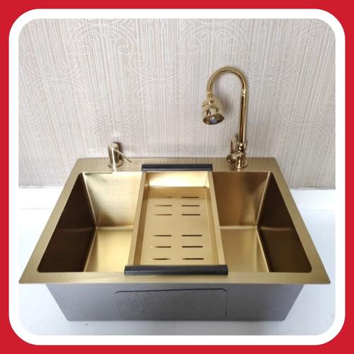 Jual Kitchen Sink 6045 Stainless Sus 304 Gold/Emas Paket Lengkap/Body ...