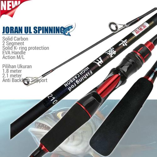 Jual joran spinning UL carbon EVA handle 1.8m 2.1m 2.4m - 1,8 meter ...