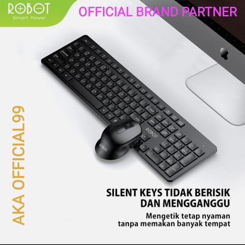 Promo ROBOT KM4000 Wireless Keyboard and Mouse Combo Silent Key Black ...