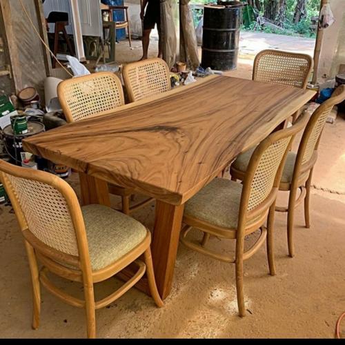 Jual meja makan minimalis top table kayu trembesi solid mebel jepara ...