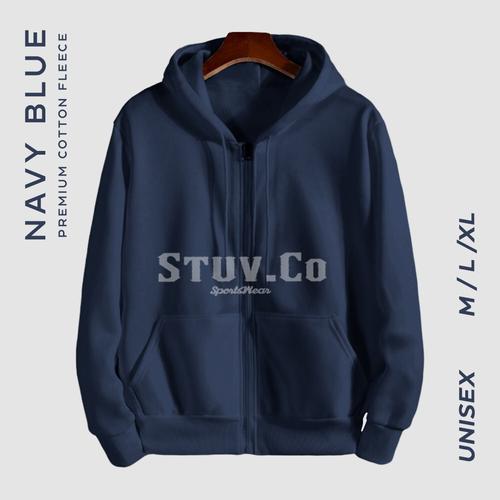 Jual jaket Sweater Hodie zipper/resleting Navy - ZIPER HITAM, XL - Kota ...