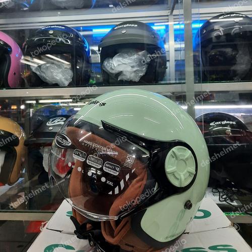 Jual Helm CARGLOSS YR Hijab Half Face Retro Matcha Green Original - All ...