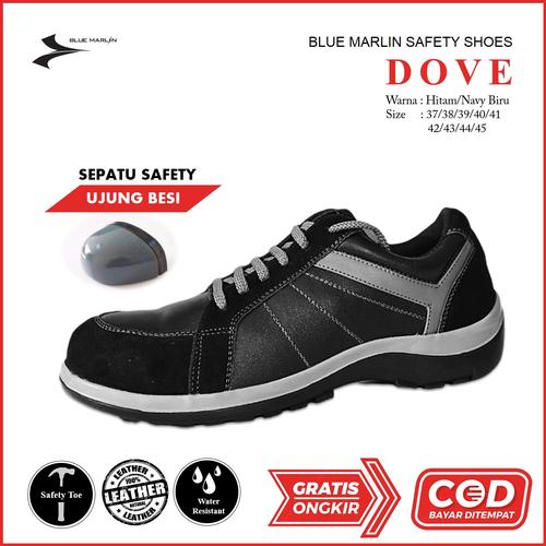 Jual Sepatu Kerja Safety Shoes Blue Marlin DOVE (KULIT ASLI) - 40, Biru ...