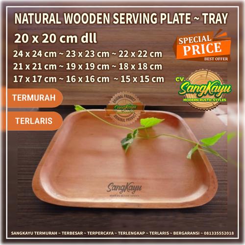 Jual Wooden plate 20x20Cm Piring kayu Wooden serving plate piring saji ...
