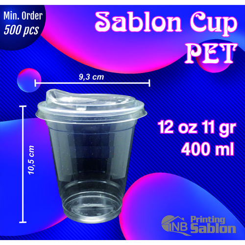 Jual Sablon Cup PET 12 Oz Plus Tutup Strawless - 500 pcs - Kota Cimahi ...