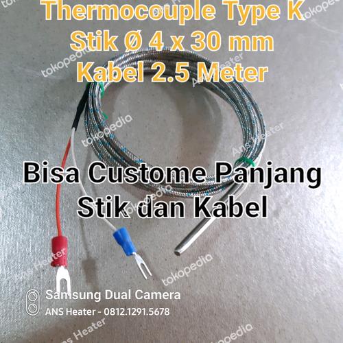 Jual Thermocouple type K Stik... - Kabel 2.5 Meter, Ø 4 x 300 mm - Kab ...
