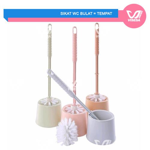 Jual Sikat Kloset Bulat + Wadah Model gagang panjang WC Toilet Kamar ...