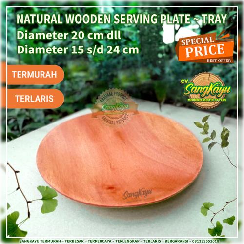 Jual Wooden plate 20 Cm Piring kayu Wooden serving plate piring saji ...