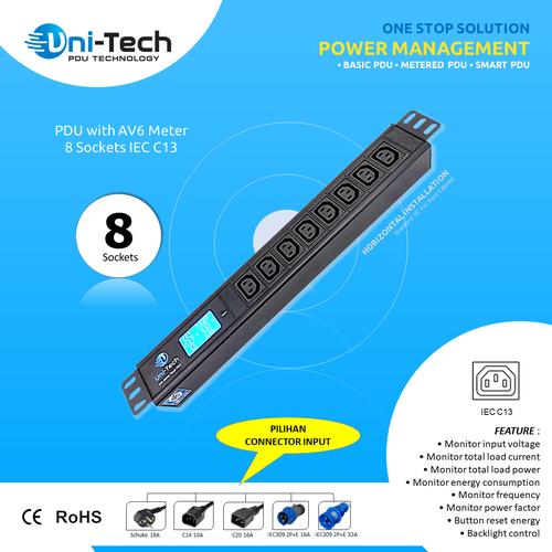 Jual rPDU 8 Sockets C13 with AV6, Input - IEC309 2P+E 16A - Kota Bekasi - UNITECH PDU Store ...