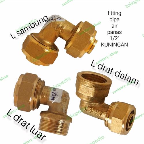 Jual knie elbow sambungan pipa air panas / keni drat dalam kuningan 1/2" - L sambung - Jakarta ...
