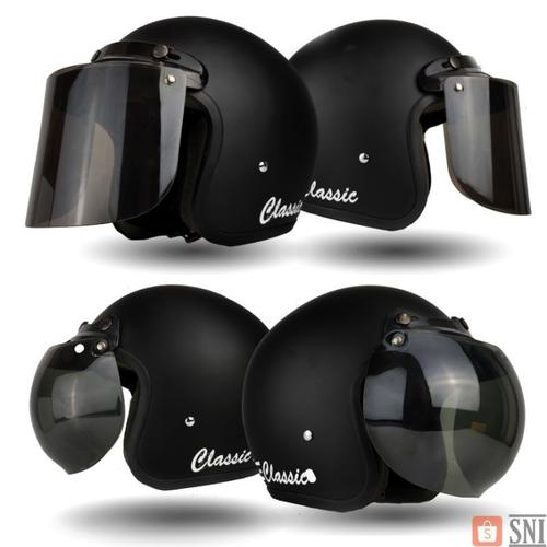 Jual HELM BOGO CLASSIC BLACK DOFF GARIS RETRO MOTOR DEWASA SNI FREE ...