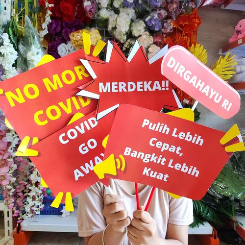 Jual photoprops set medium tema covid kemerdekaan photo booth 5 pcs ...