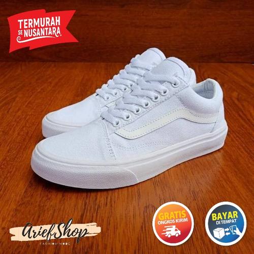 Jual Sepatu Pria Wanita Vans Old School Putih Premium Full Putih ...