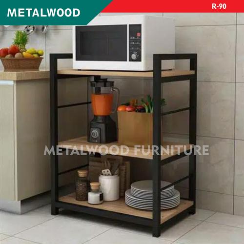 Jual rak minimalis/ rak microwave/oven/ meja dapur - Hitam, Motif - 1 ...