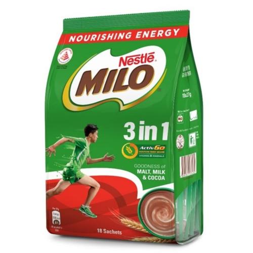 Jual Milo 3in1 Singapore 18 sachets chocolate Malt Drink Milo 3 in 1 ...