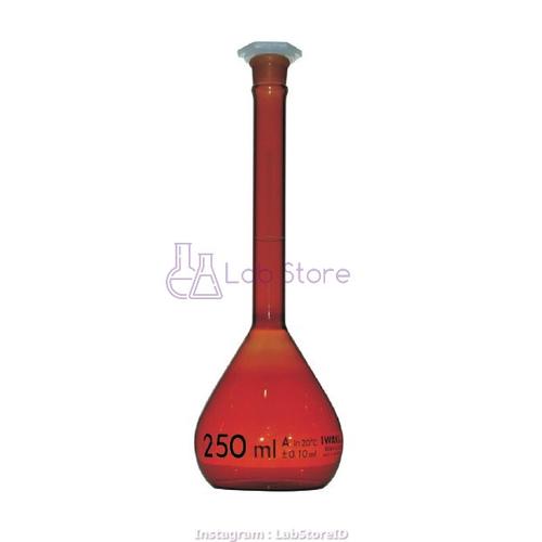 Jual Volumetric Flask Plastic Stopper Amber Labu Ukur Takar 5 ml Iwaki ...