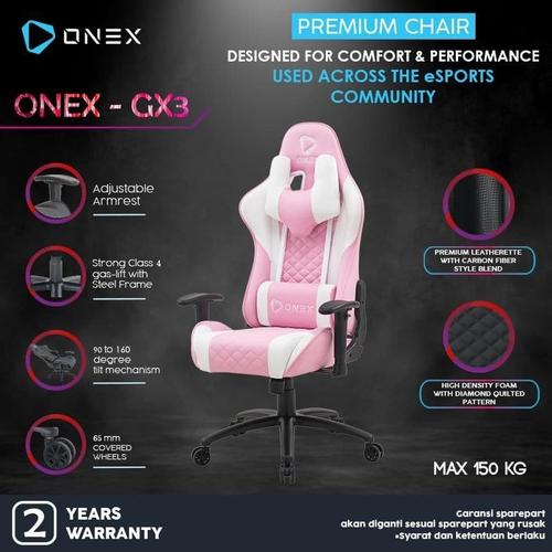 Promo ONEX GX3 Premium Quality Gaming Chair Kursi - Pink White ...