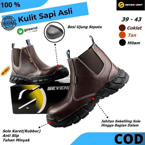 Jual Sepatu Safety Boots Pria Kulit Sapi Asli Original Ujung Besi Baja ...