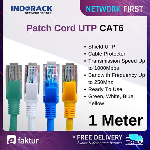 Jual Indorack Patch Cord Cat6 1 Meter Kabel LAN Ethernet RJ45 Siap ...