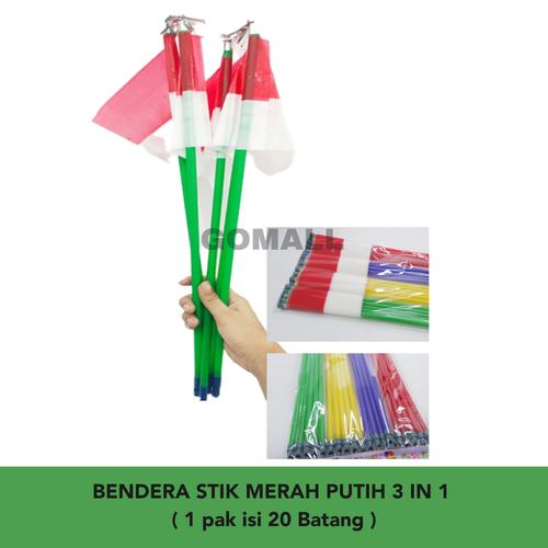 Jual Bendera stik / stick pluit plastik merah putih isi 20 pcs - Kota ...