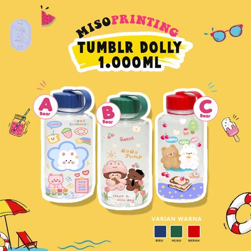 Jual Botol Plastik Dolly 1Liter Custom Print UV - CETAK 1 SISI, Biru ...
