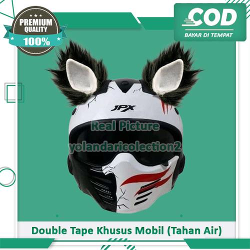 Jual Helm Telinga Kucing Bulu Panjang 5cm - Harga isi 2 - Hitam Putih ...