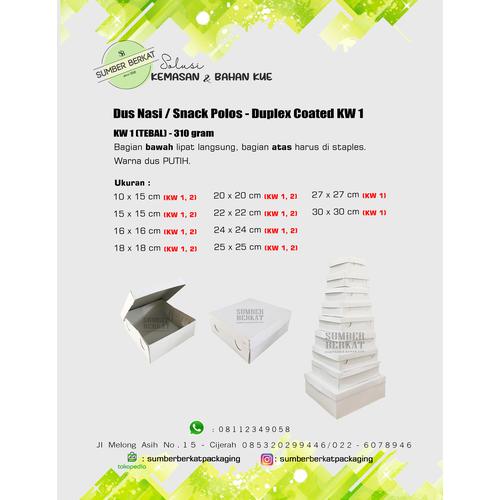 Jual Dus Snack / Dus Nasi Polos Uk 16x16 Coated KW 1 (25 pc) - 1 Pak ...