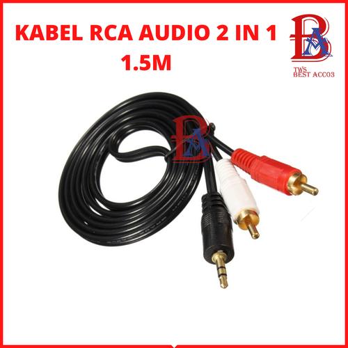 Jual KABEL AUDIO TO RCA 2 GOLD PLATED 1.5M / KABEL AUX 2 IN 1 RCA for 3 ...